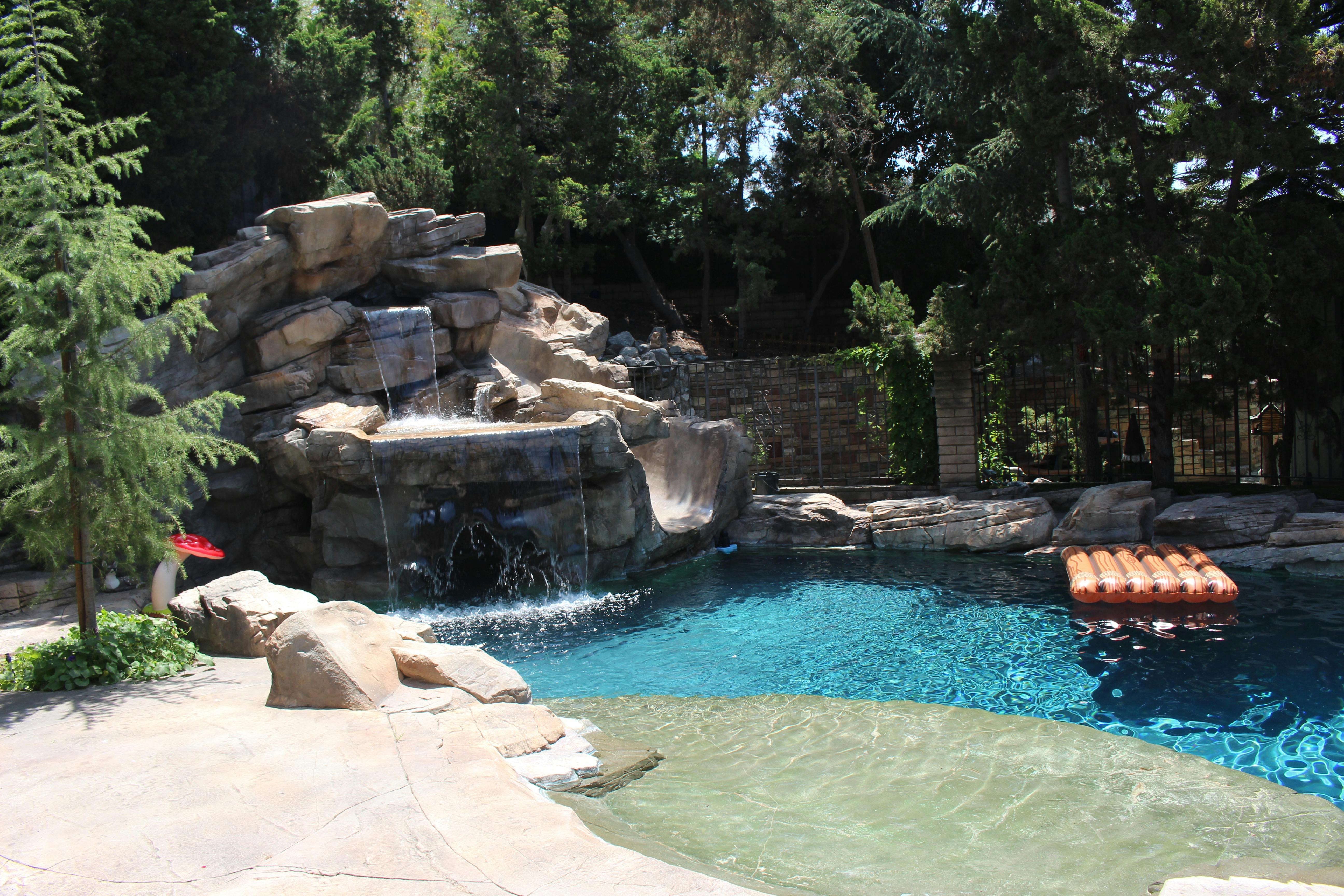 White Lodge Pool- Slide, Waterfall, Grotto - Private Pool in Los ...