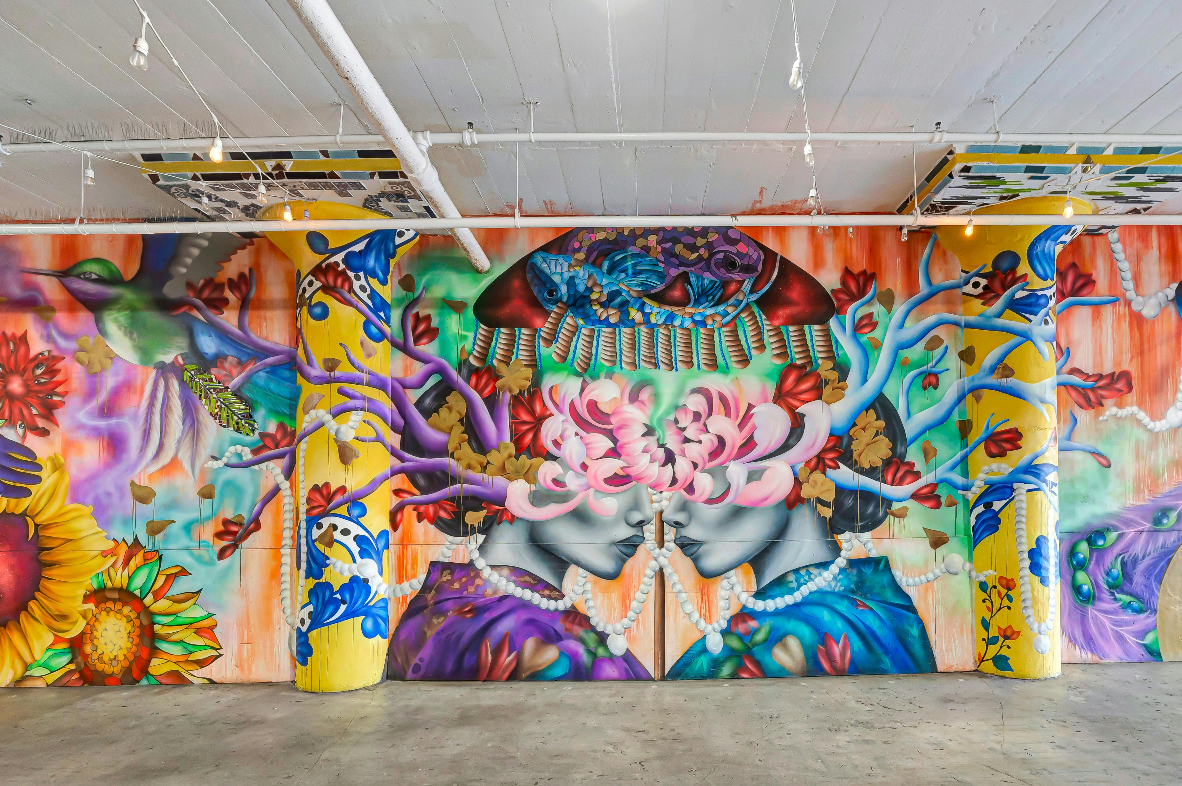 Immersive Industrial Corridor With Vibrant Floor-to-ceiling Murals ...